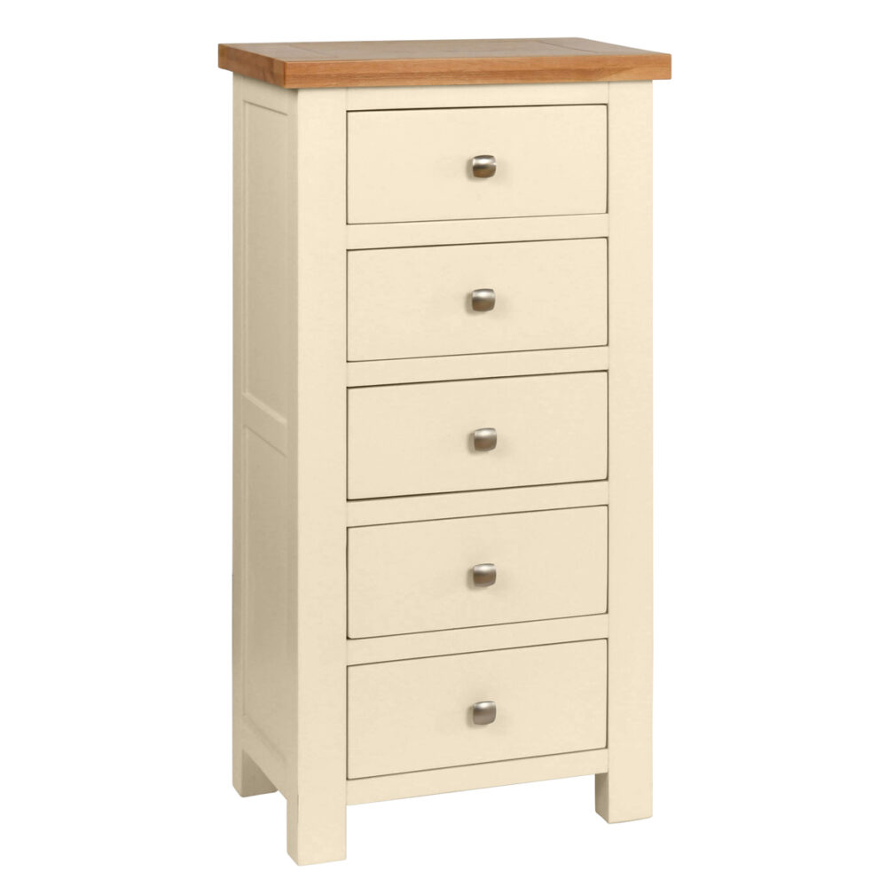 Avon Painted 5 Drawer Tall Chest - Stag Oak and Pine