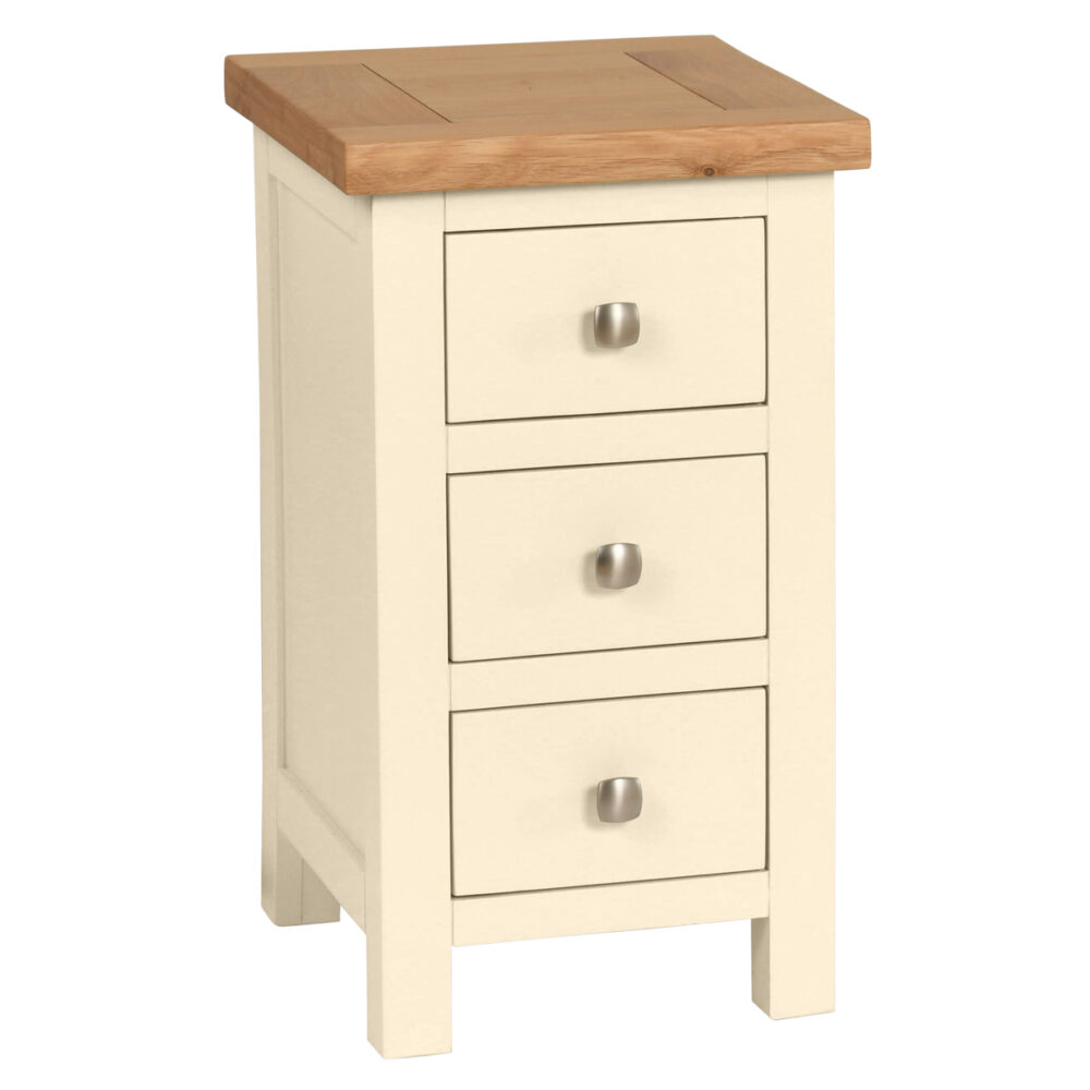Dorset Painted Compact 3 Drawer Bedside - Stag Oak and Pine