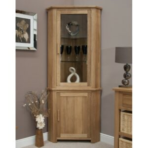 Modern Oak Corner Display Unit - Stag Oak and Pine
