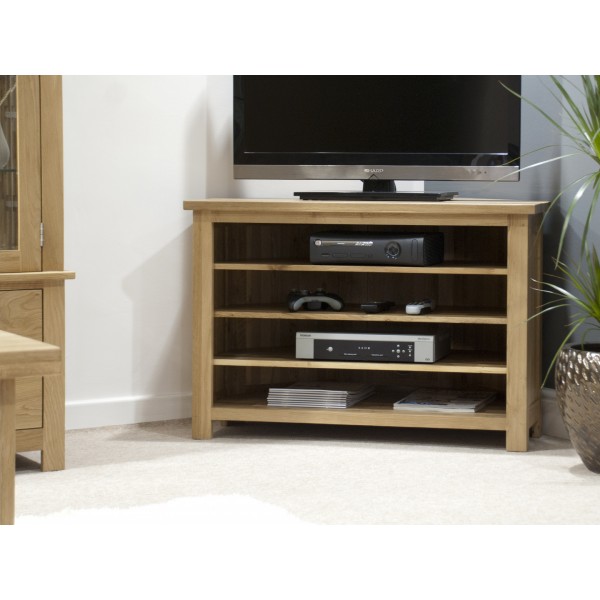 Modern Oak Corner TV Unit - Stag Oak and Pine