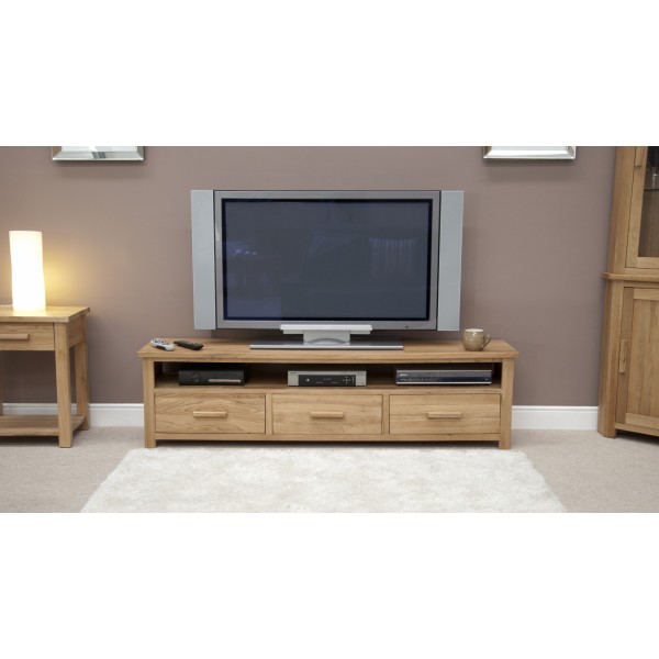 Modern Oak Wide Plasma Unit - Stag Oak and Pine