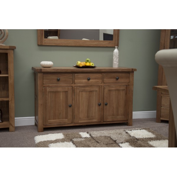 Chase Rustic Oak Large Sideboard - Stag Oak and Pine